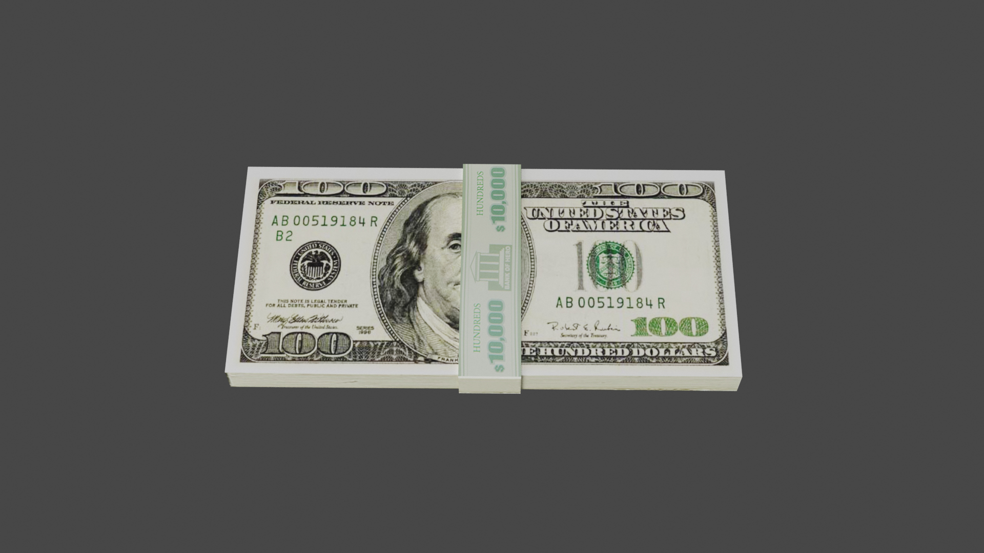 100 Dollar Currency 3D Model - TurboSquid 2141198