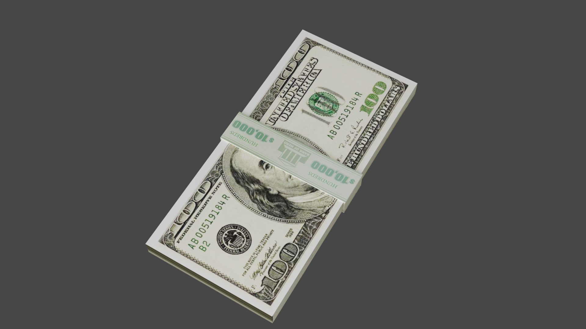 100 Dollar Currency 3D model - TurboSquid 2141198