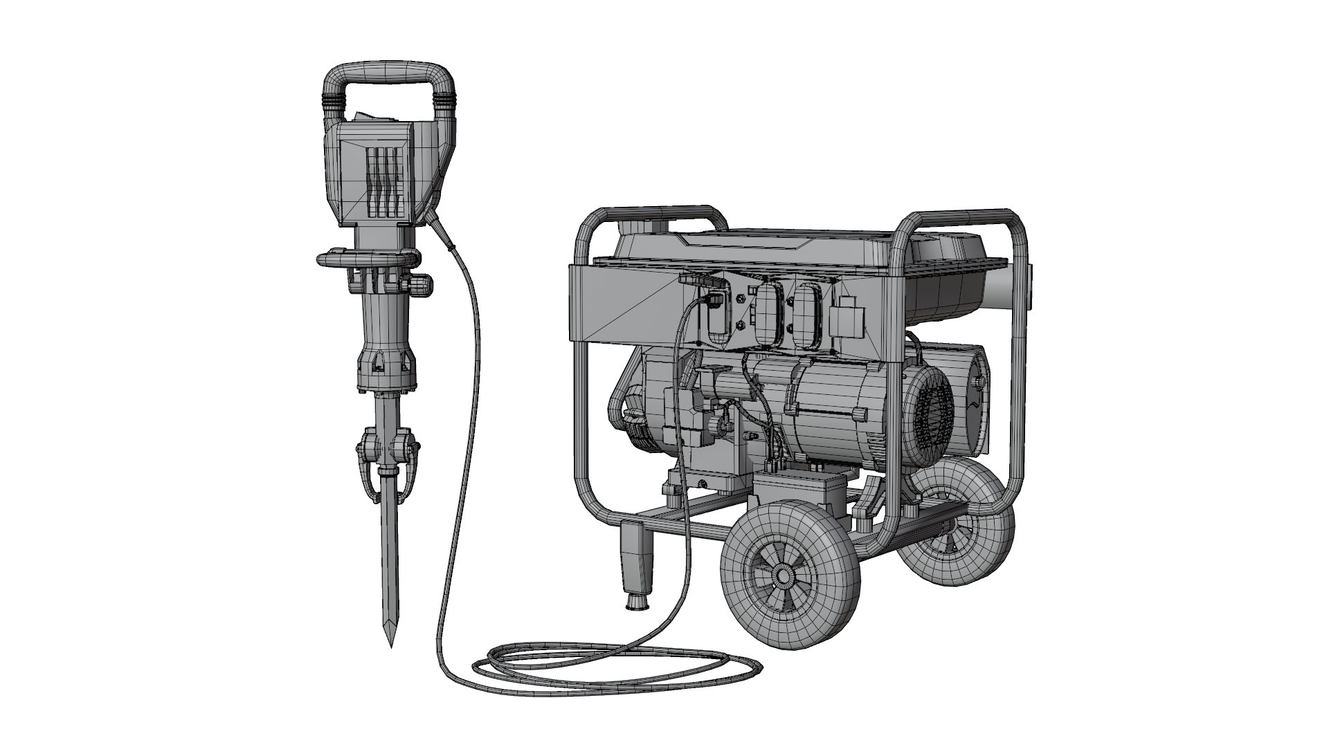 3D Demolition Hammer With Electrical Generator - TurboSquid 1865686