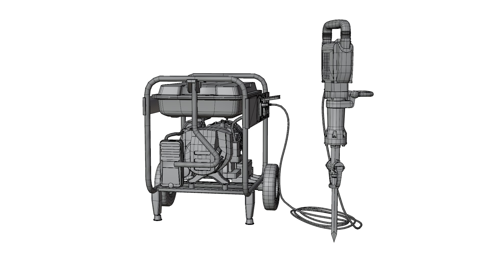 3D Demolition Hammer With Electrical Generator - TurboSquid 1865686
