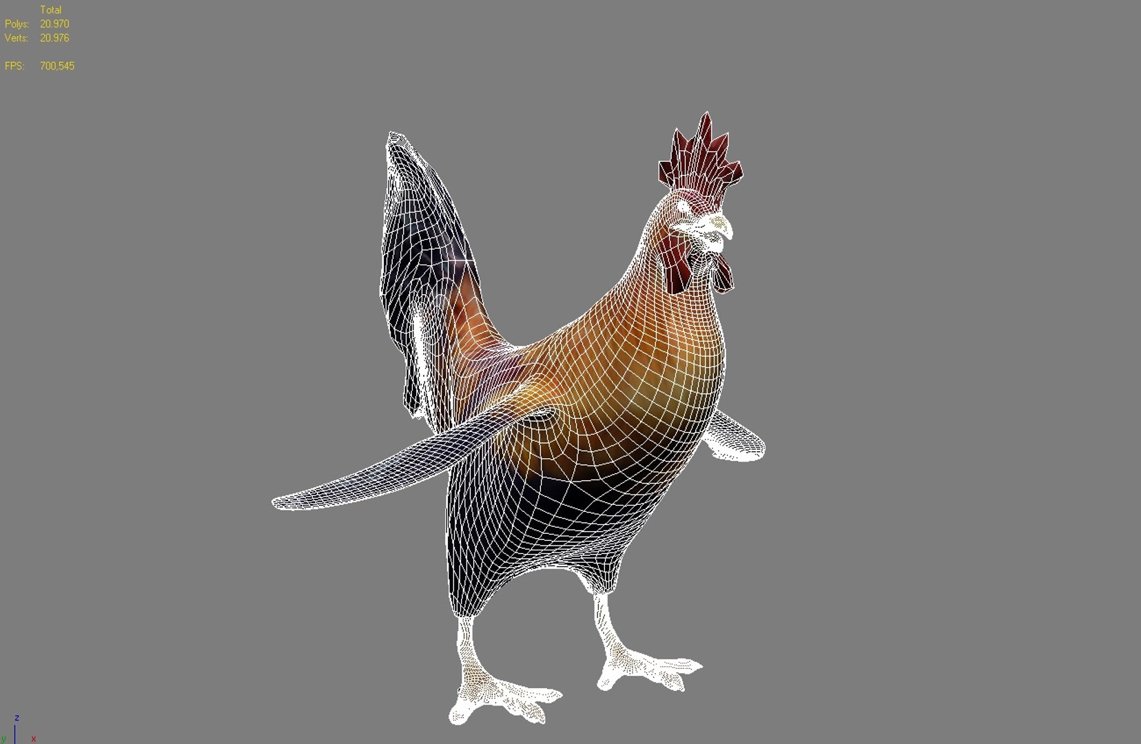 Cartoon Style Rooster 3d Model