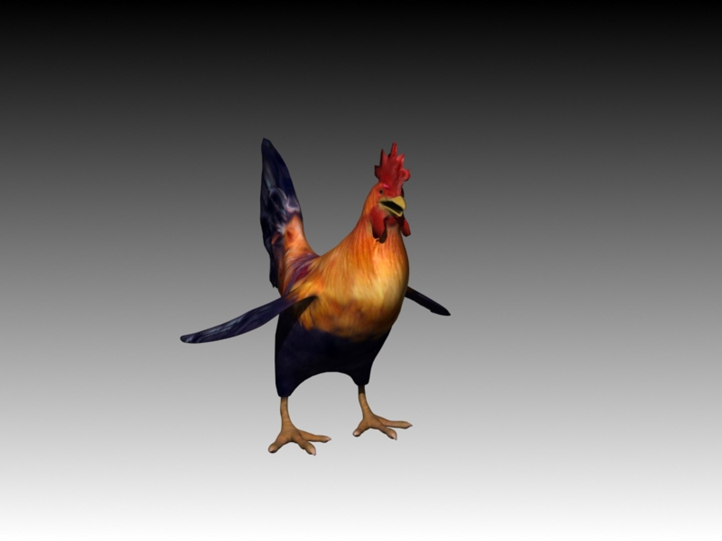 Cartoon Style Rooster 3d Model