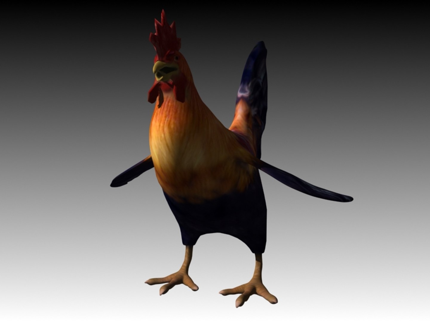 Cartoon Style Rooster 3d Model