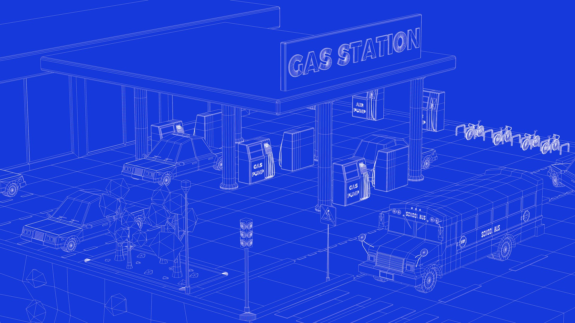 Gas Station Low Poly 3D Model - TurboSquid 1946459