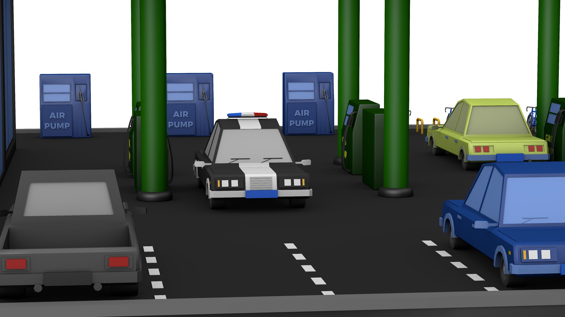 Gas Station Low Poly 3D Model - TurboSquid 1946459