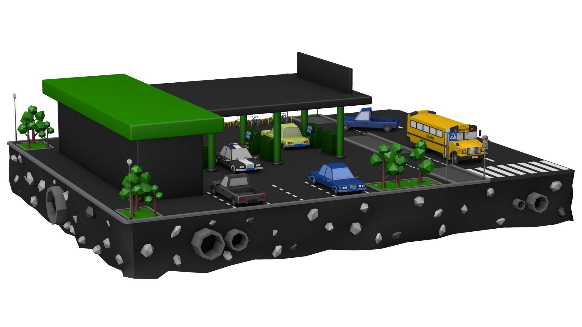 Gas Station Low Poly 3D Model - TurboSquid 1946459