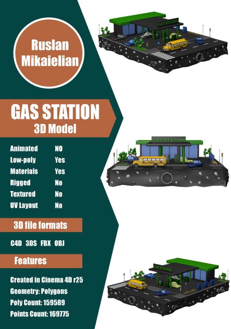 Gas Station Low Poly 3D Model - TurboSquid 1946459