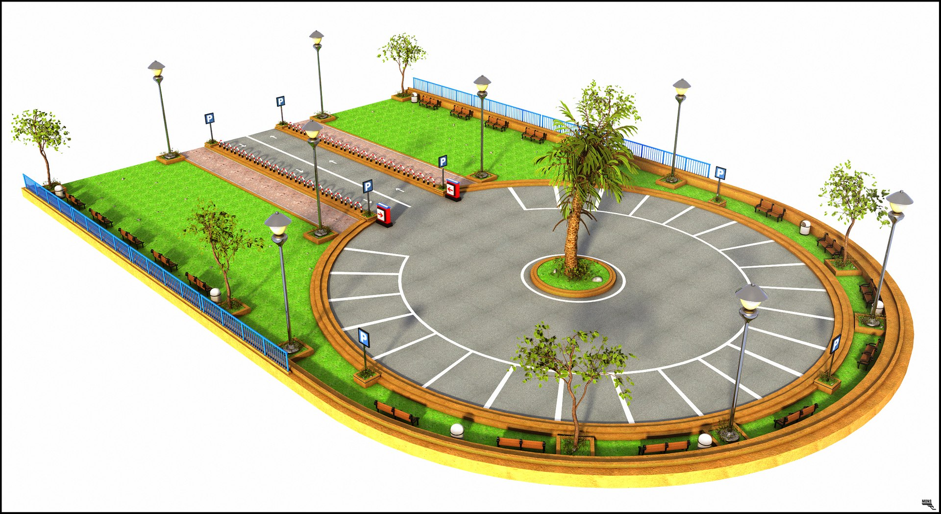 3D square parking model - TurboSquid 1182269