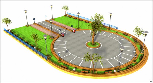 3D square parking model - TurboSquid 1182269