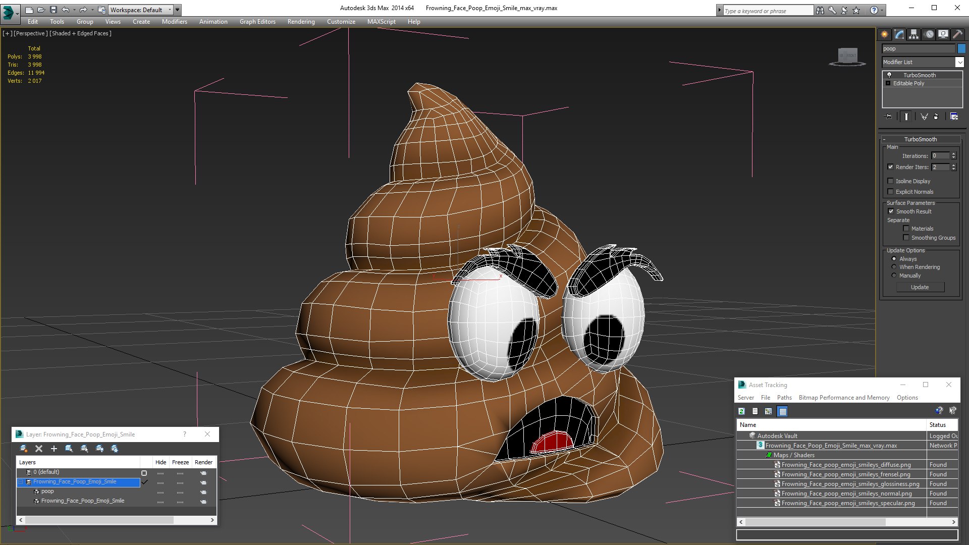 3D model Frowning Face Poop Emoji Smile - TurboSquid 1801261