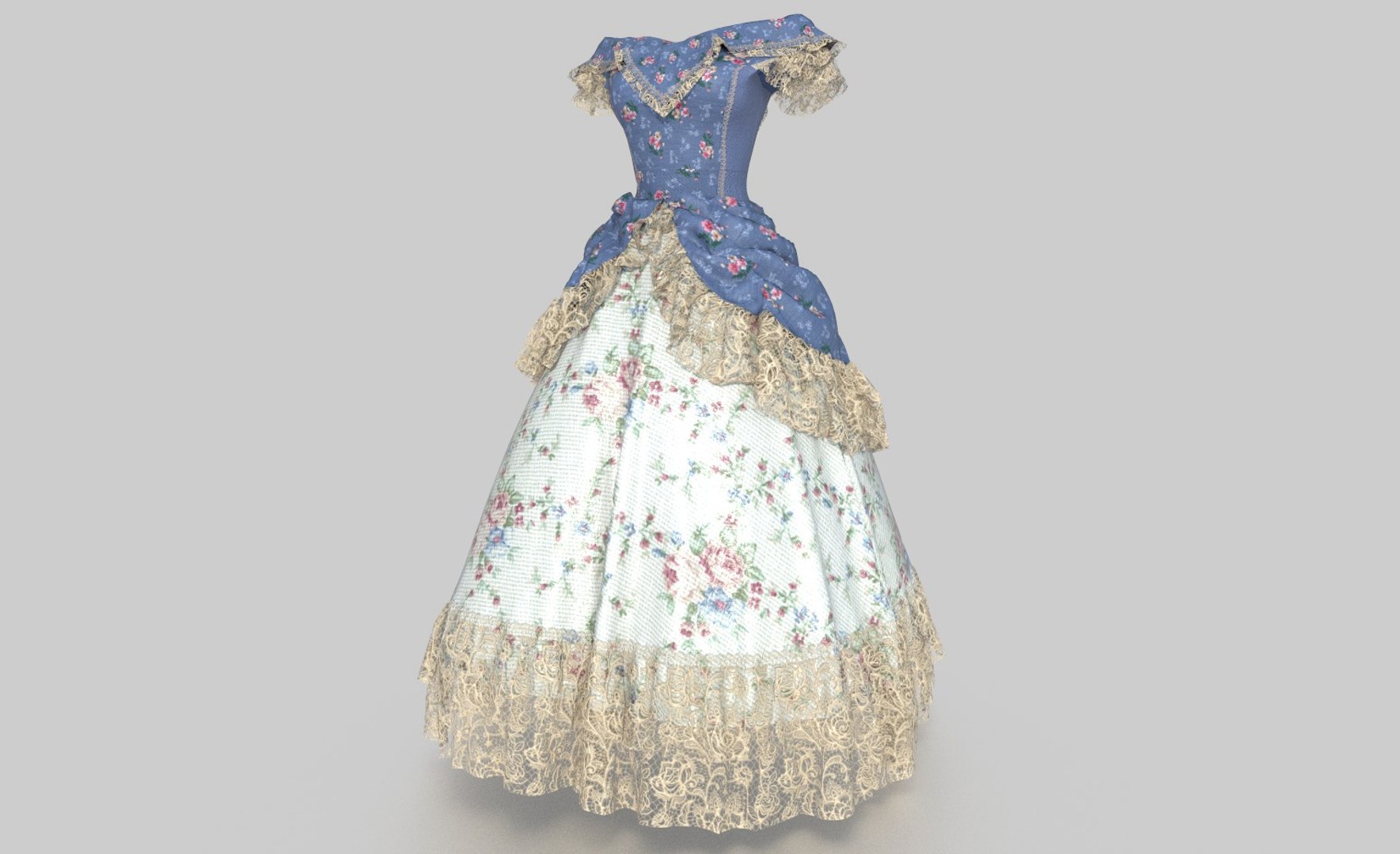 3D ROCOCO ERA DRESS Model - TurboSquid 2156414