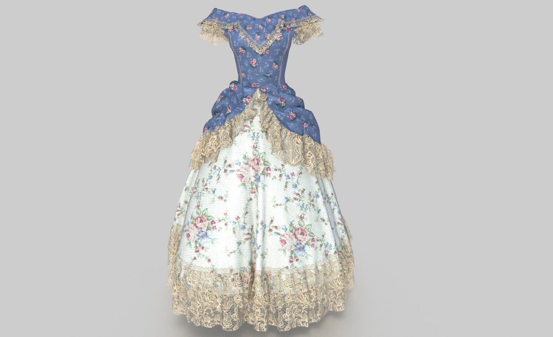 3D ROCOCO ERA DRESS Model - TurboSquid 2156414
