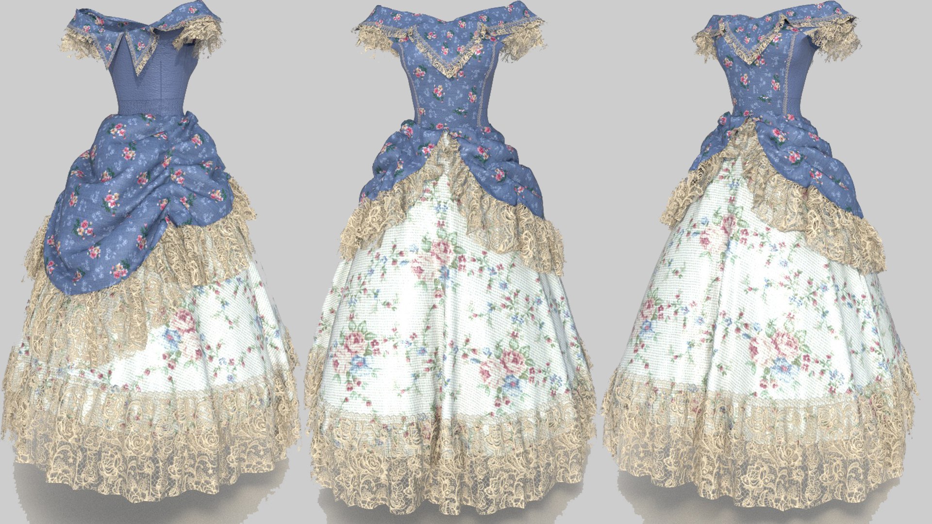 3D ROCOCO ERA DRESS Model - TurboSquid 2156414