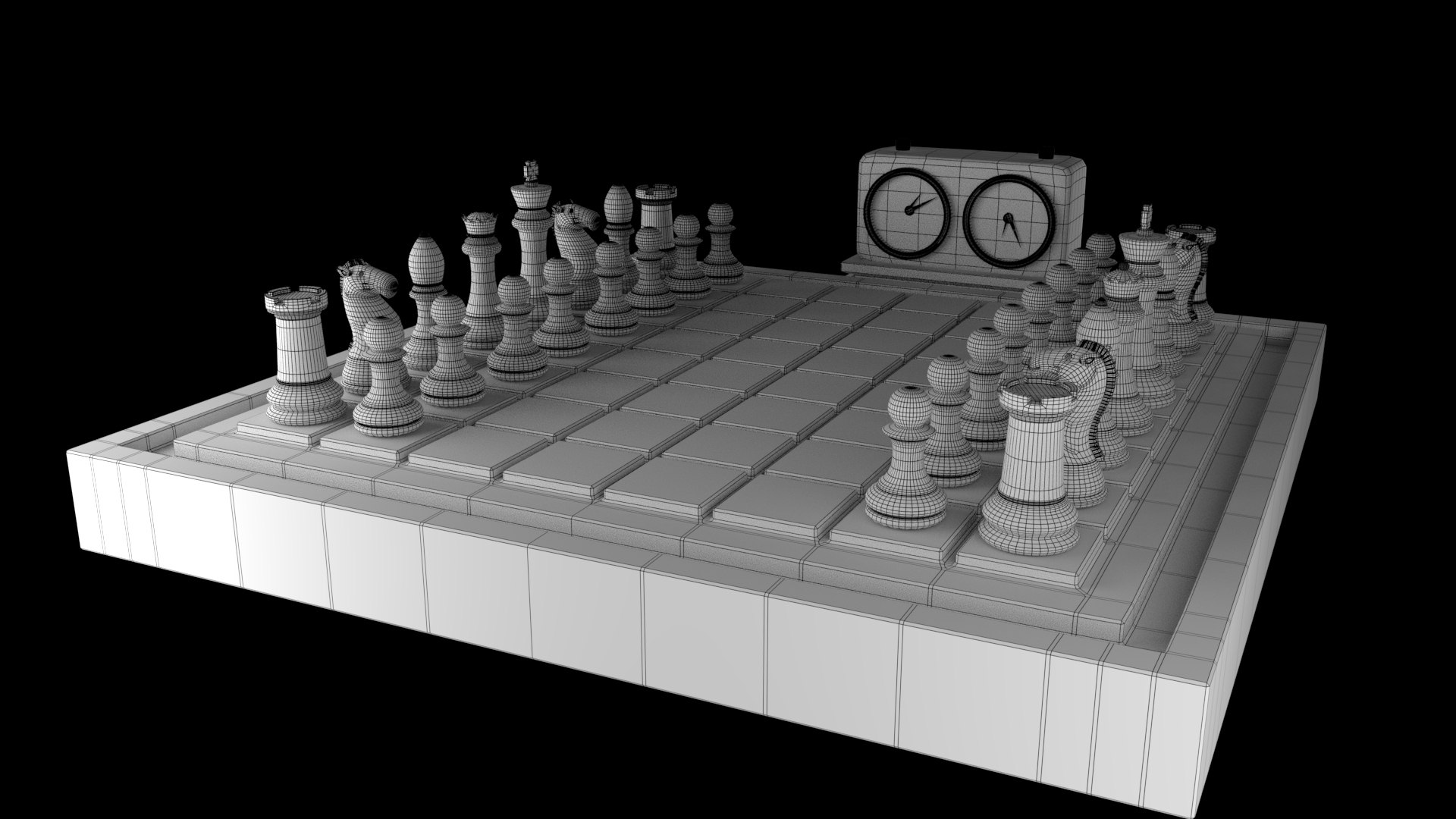 Chess Board Pieces Timer 3D Model - TurboSquid 1445804