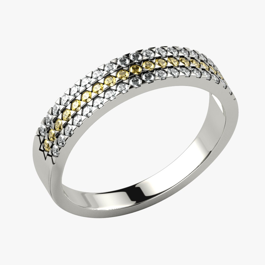Triangle Pattern Prongs Gold Ring 3D - TurboSquid 1789973
