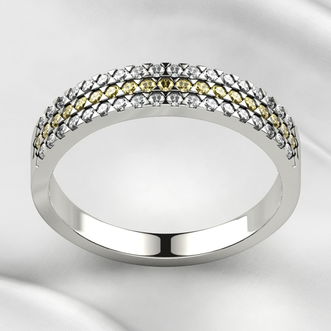 Triangle Pattern Prongs Gold Ring 3D - TurboSquid 1789973