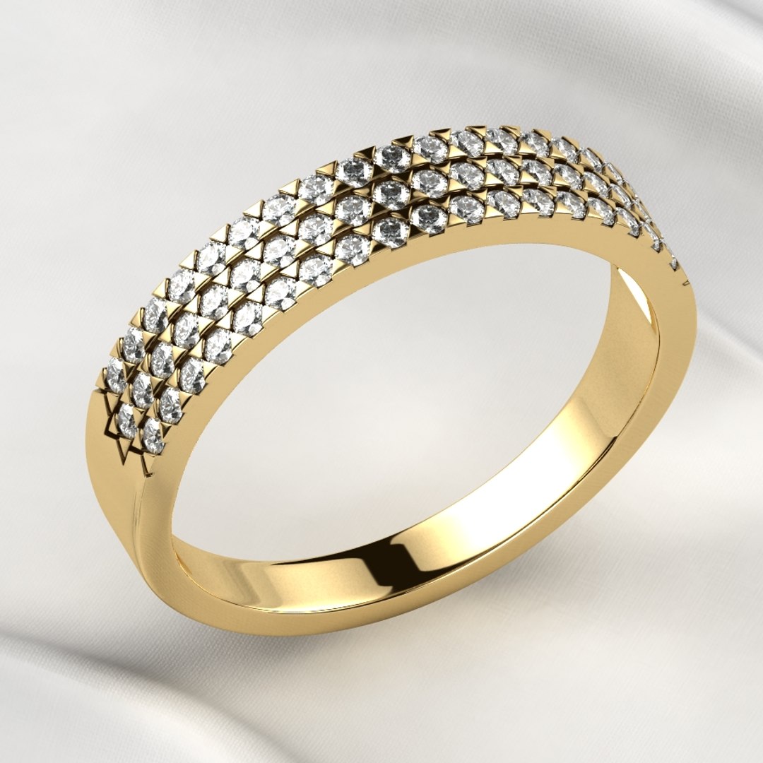 Triangle Pattern Prongs Gold Ring 3D - TurboSquid 1789973