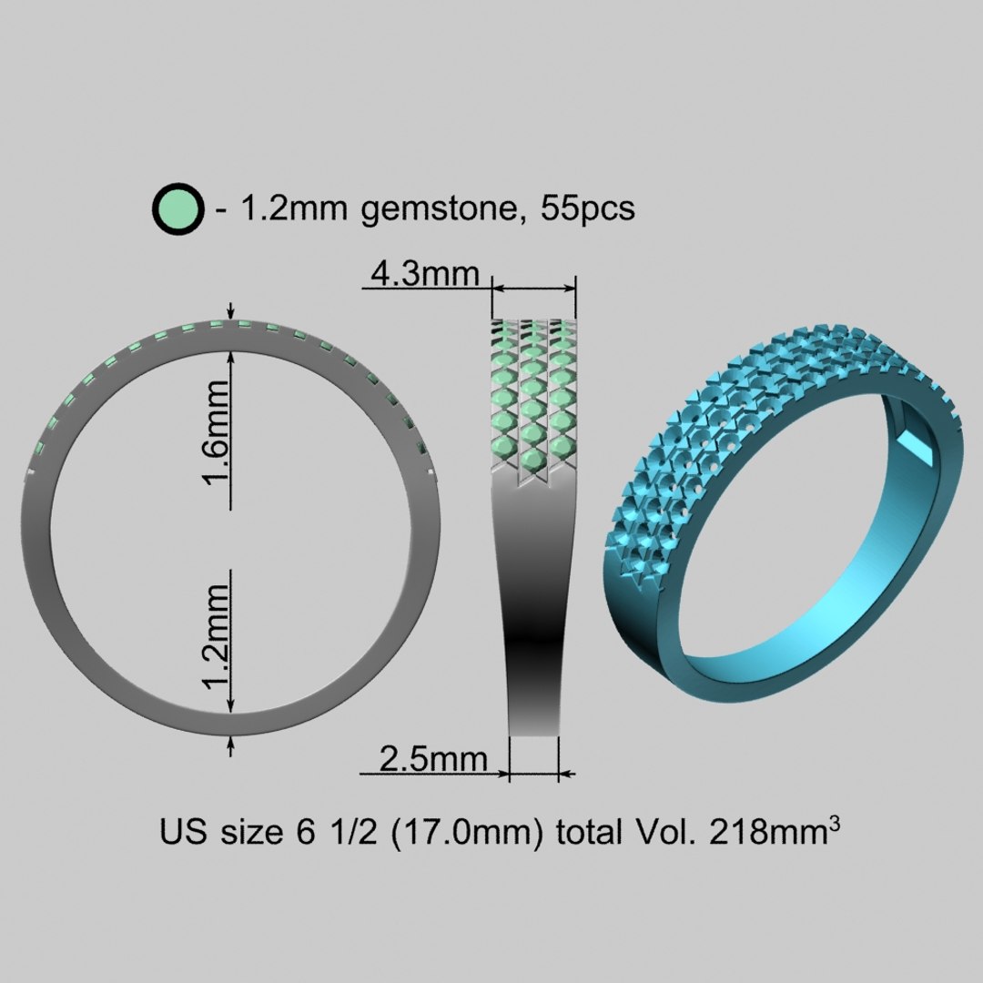 Triangle Pattern Prongs Gold Ring 3D - TurboSquid 1789973