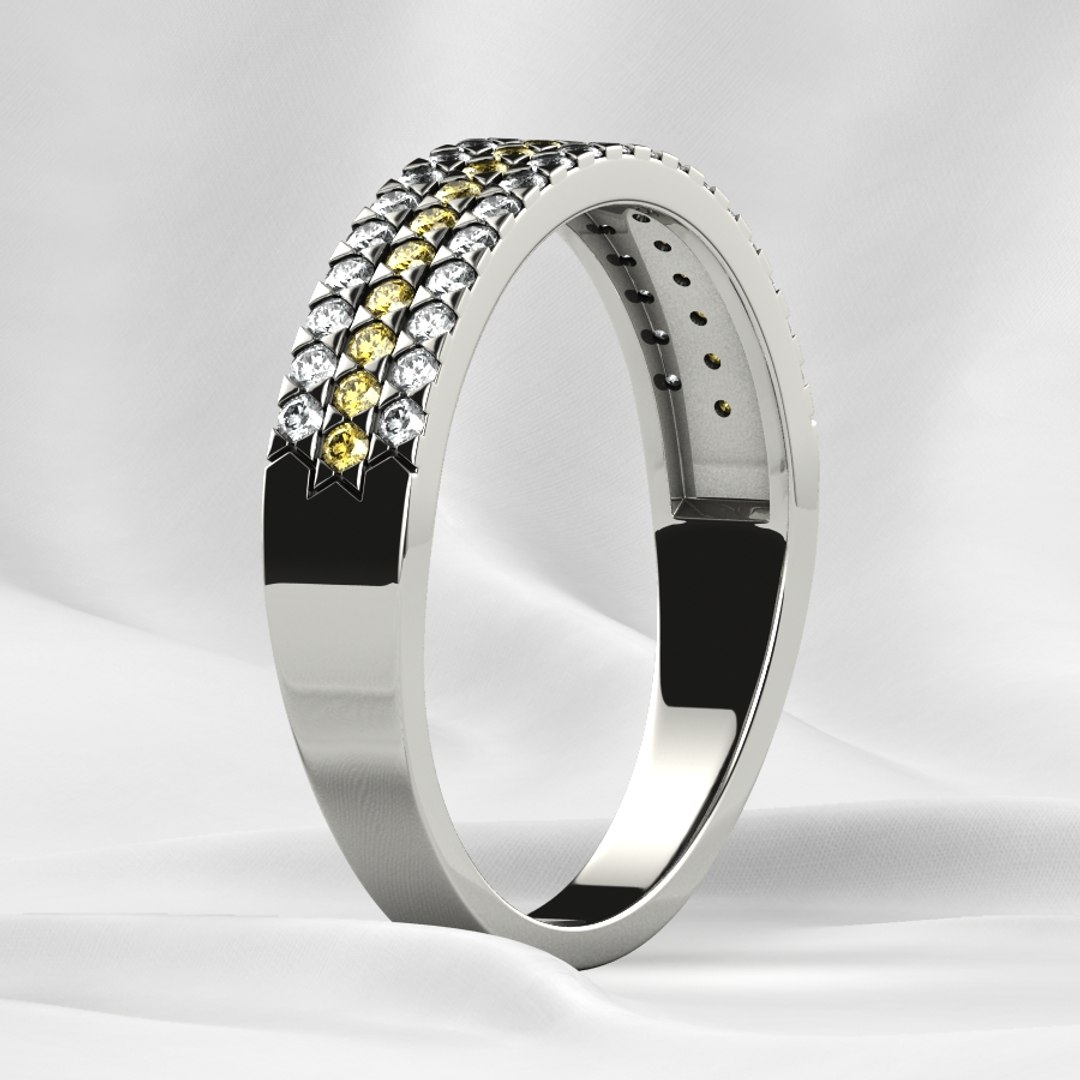 Triangle Pattern Prongs Gold Ring 3D - TurboSquid 1789973