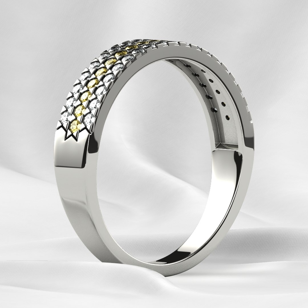 Triangle Pattern Prongs Gold Ring 3D - TurboSquid 1789973