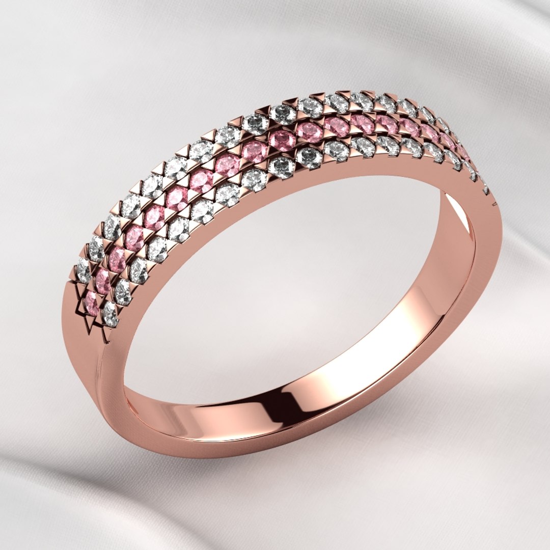 Triangle Pattern Prongs Gold Ring 3D - TurboSquid 1789973