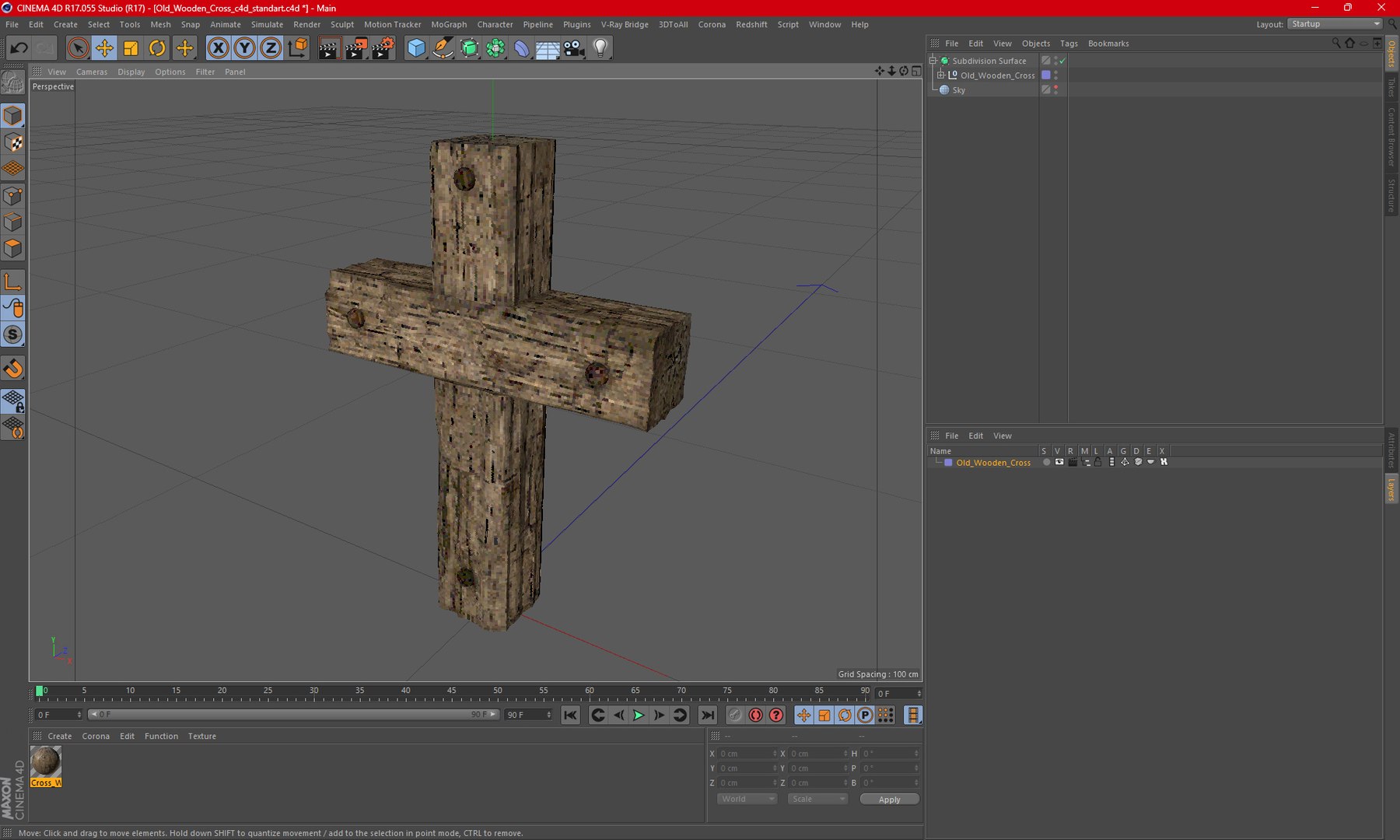 3D Old Wooden Cross - TurboSquid 2128303