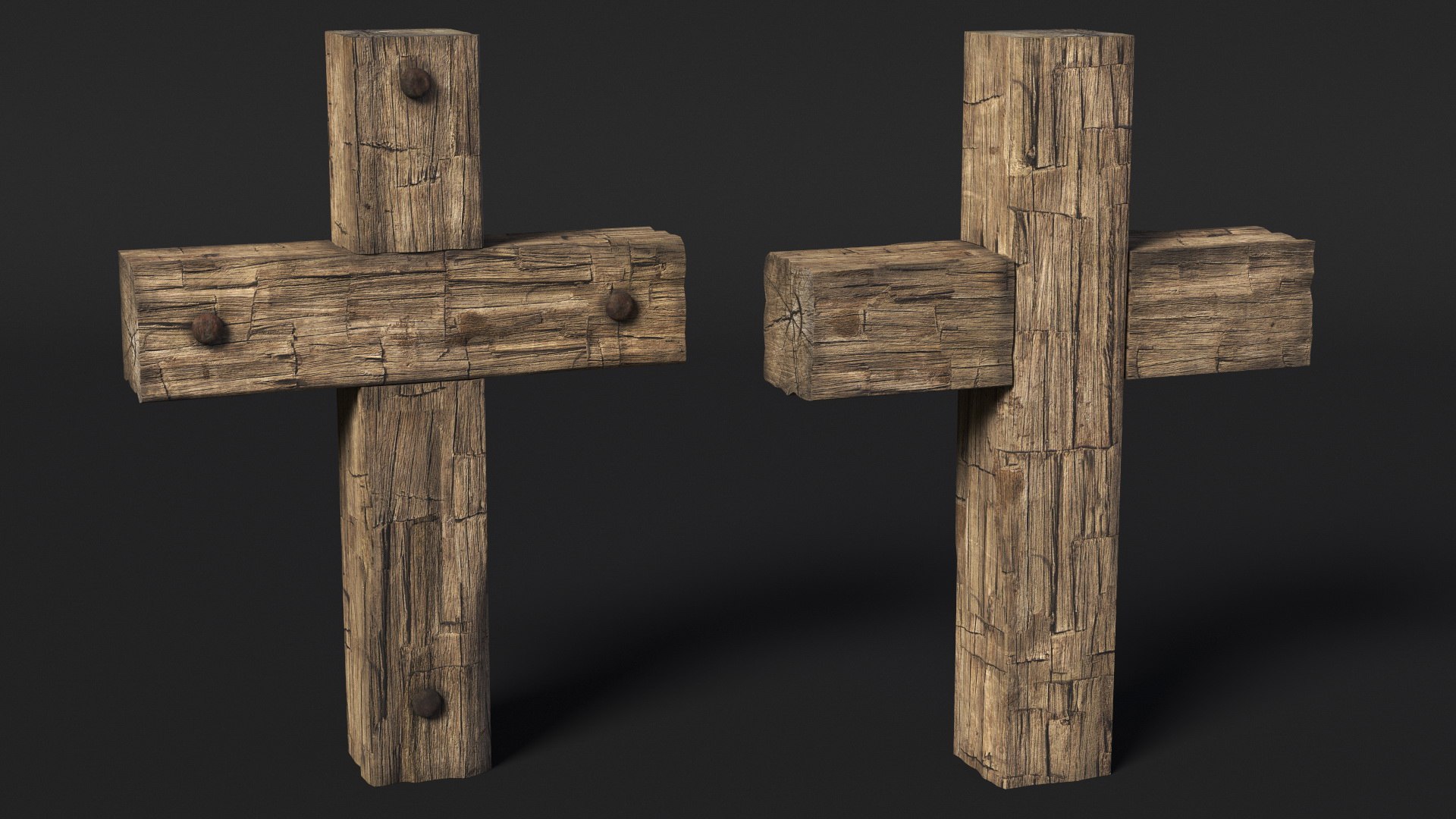 3D Old Wooden Cross - TurboSquid 2128303