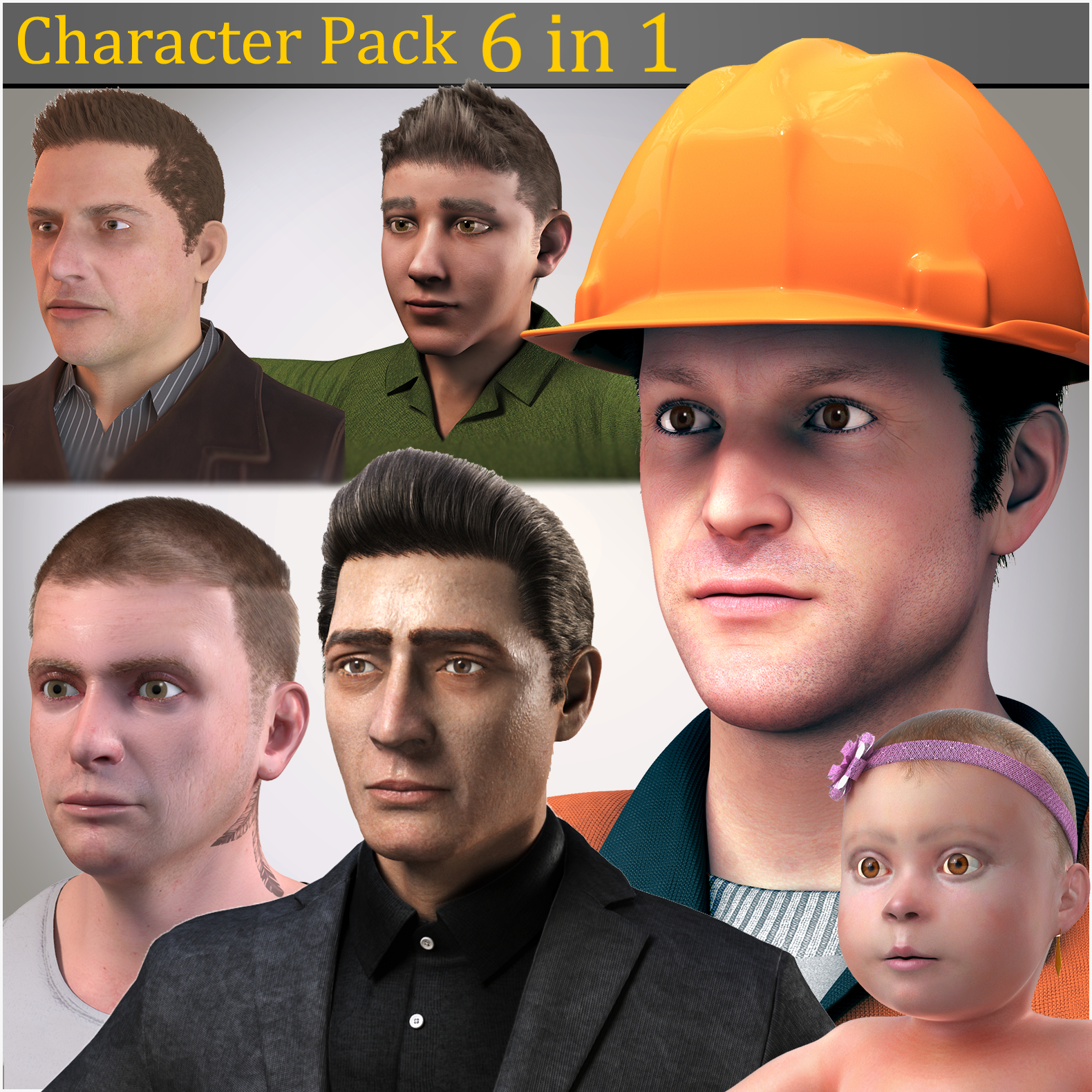 3D model 6 1 character pack - TurboSquid 1508121
