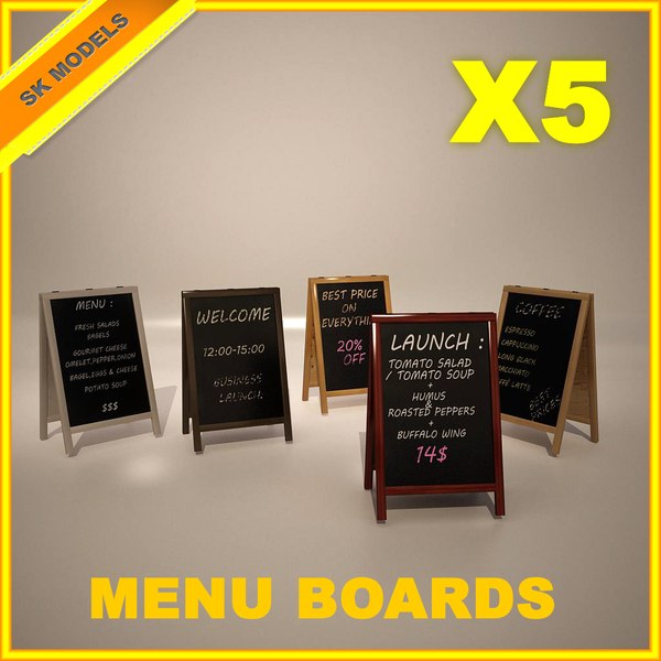menu boards 3d model