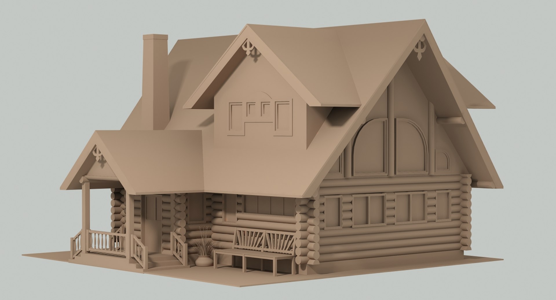 Rustic Log Cabin Model - TurboSquid 1188207