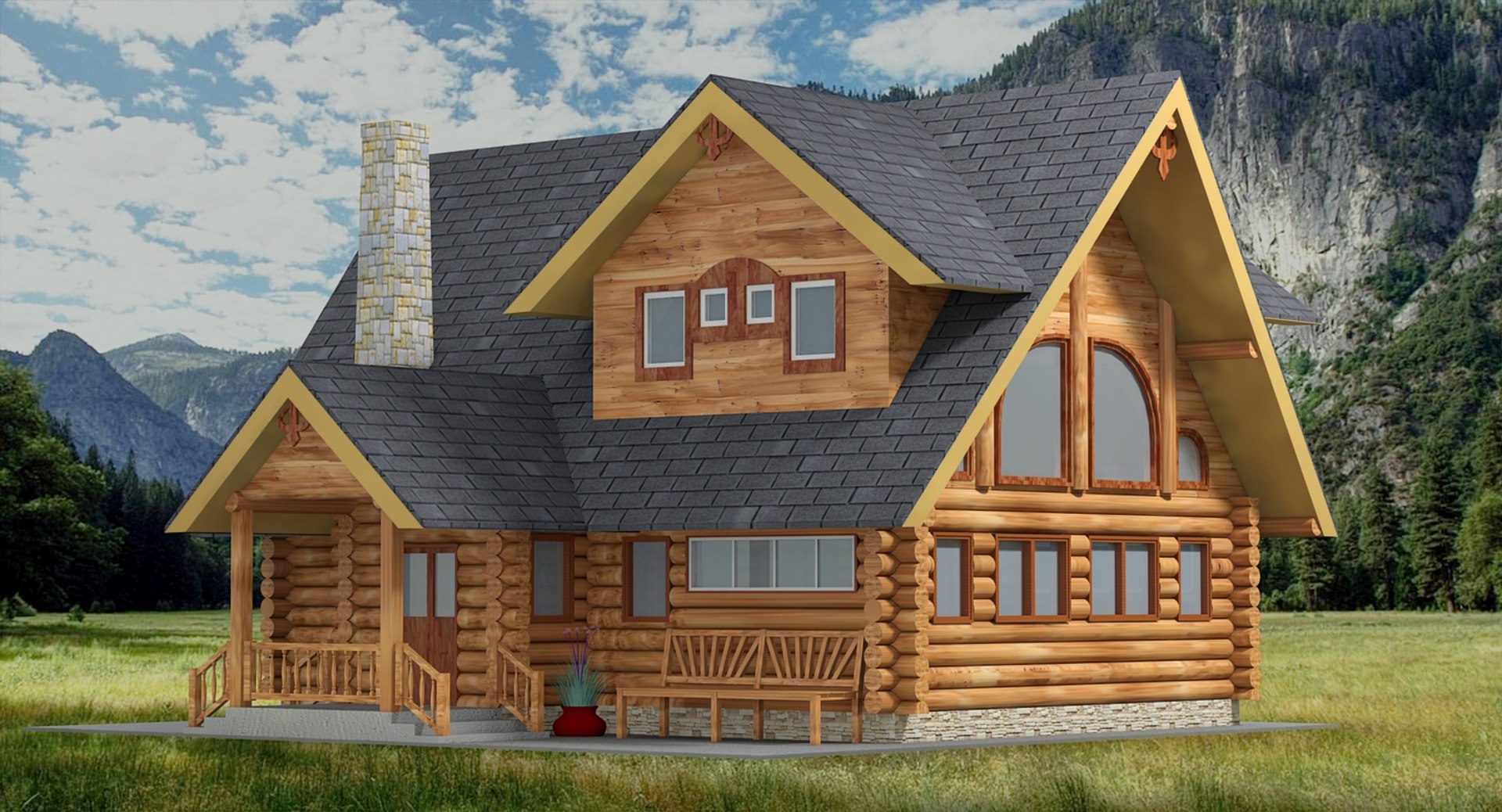 Rustic Log Cabin Model - TurboSquid 1188207