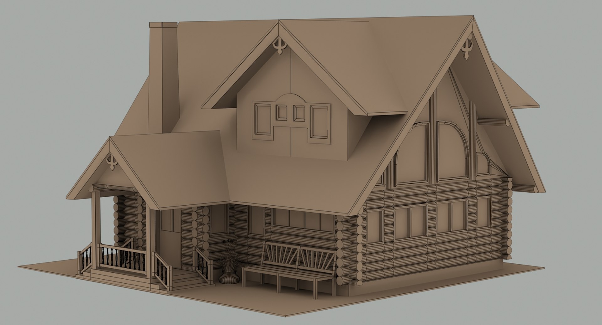 Rustic Log Cabin Model - TurboSquid 1188207