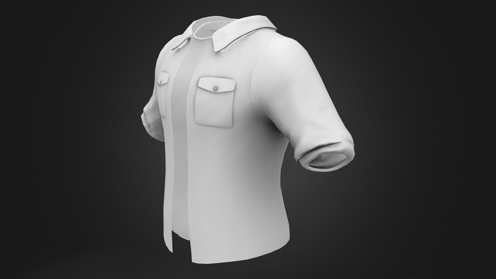 3D Model Men Open Front Rolled Up Sleeves Lumberjack Shirt With Tshirt ...