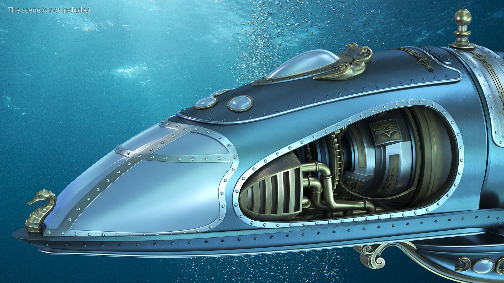 Steampunk Submarine Blue 3D Model - TurboSquid 2224912