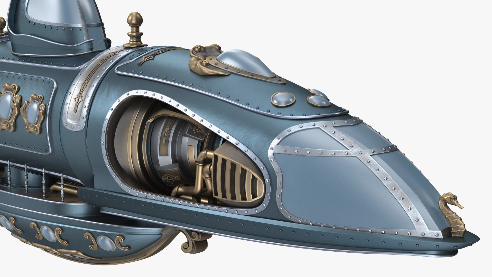 Steampunk Submarine Blue 3D Model - TurboSquid 2224912
