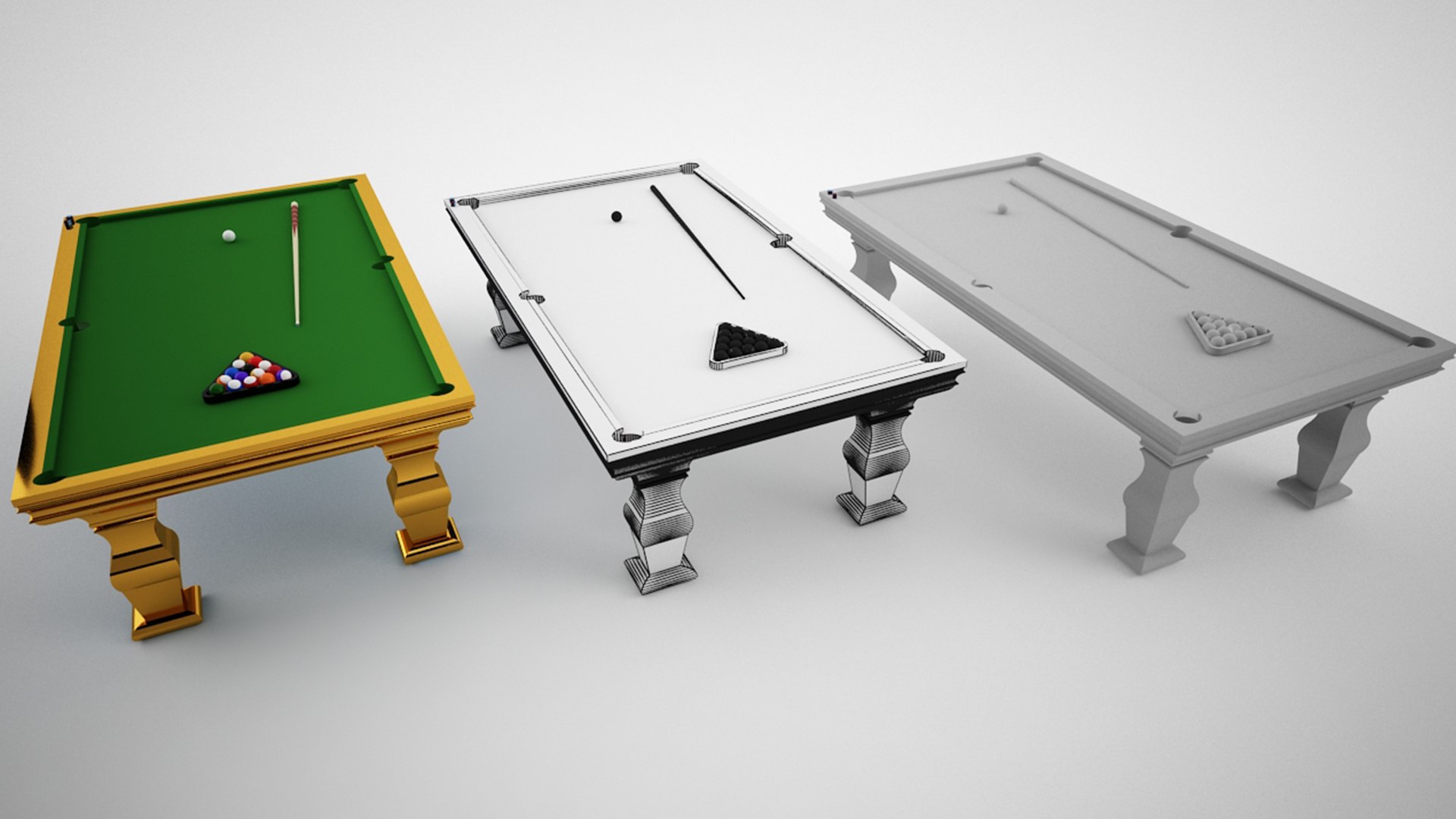 Gold Billiard Table 3D Model - TurboSquid 2009743