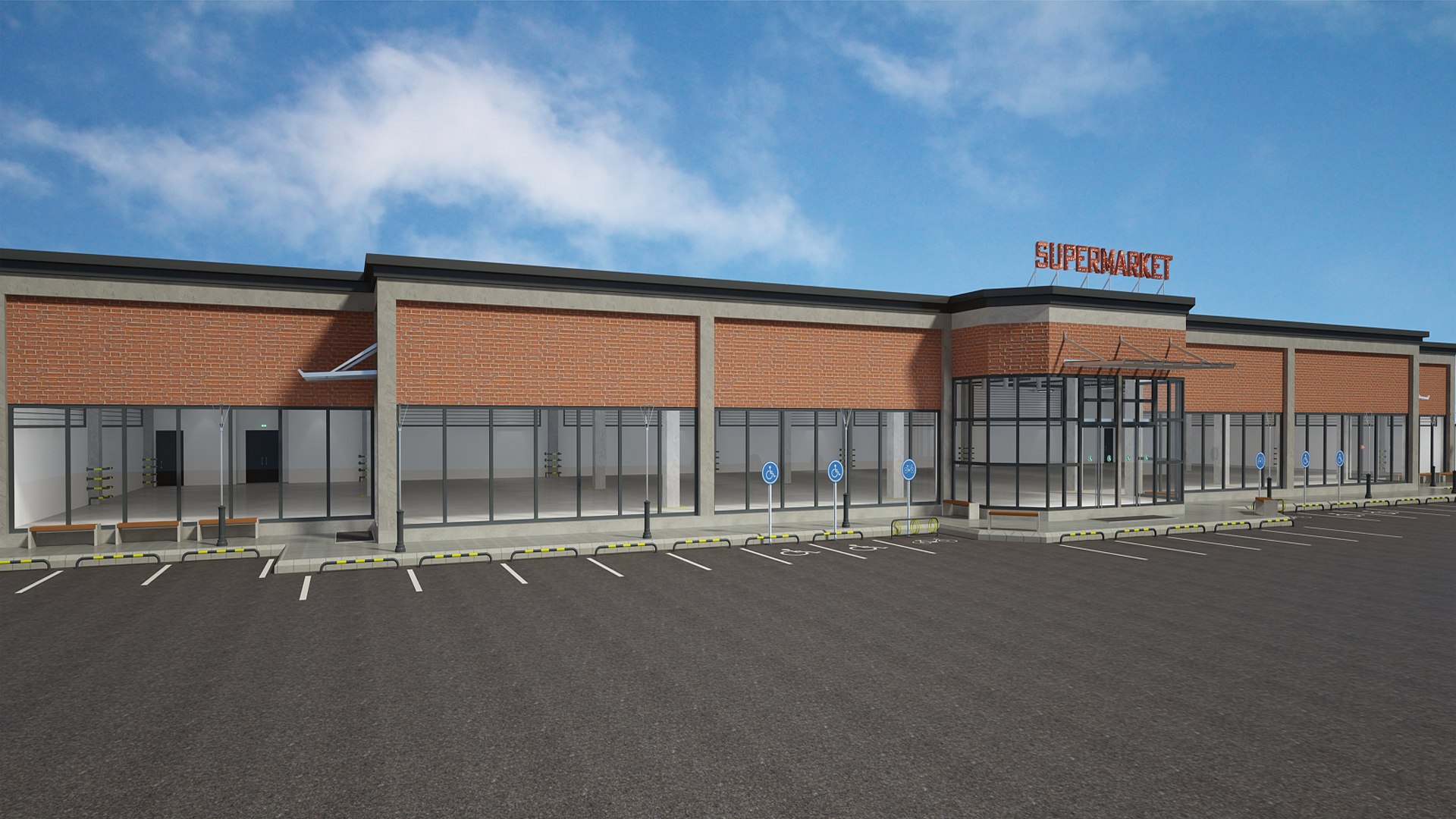 3D Supermarket Building - TurboSquid 1970199