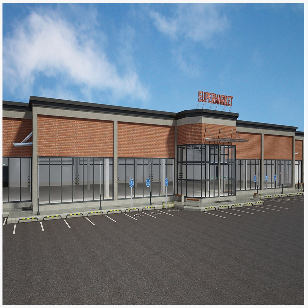3D Supermarket Building - TurboSquid 1970199