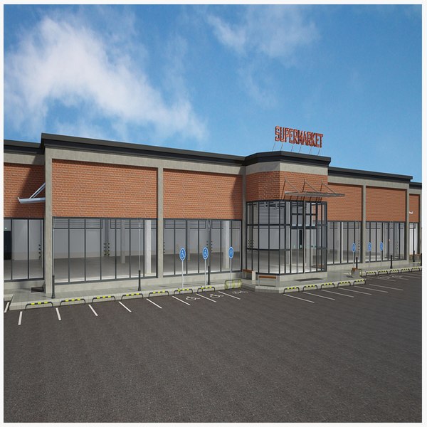 Supermarket Building Modelo 3D - TurboSquid 1970199