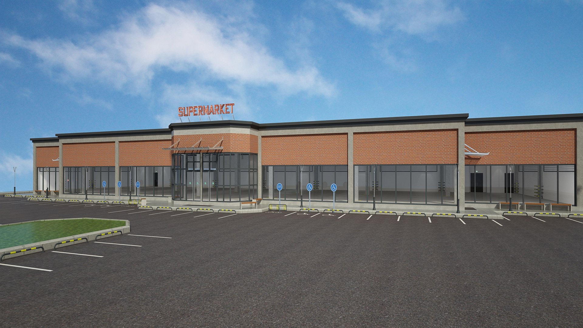 3D Supermarket Building - TurboSquid 1970199