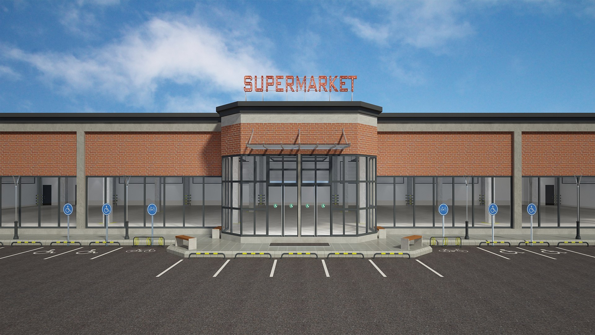 3D Supermarket Building - TurboSquid 1970199