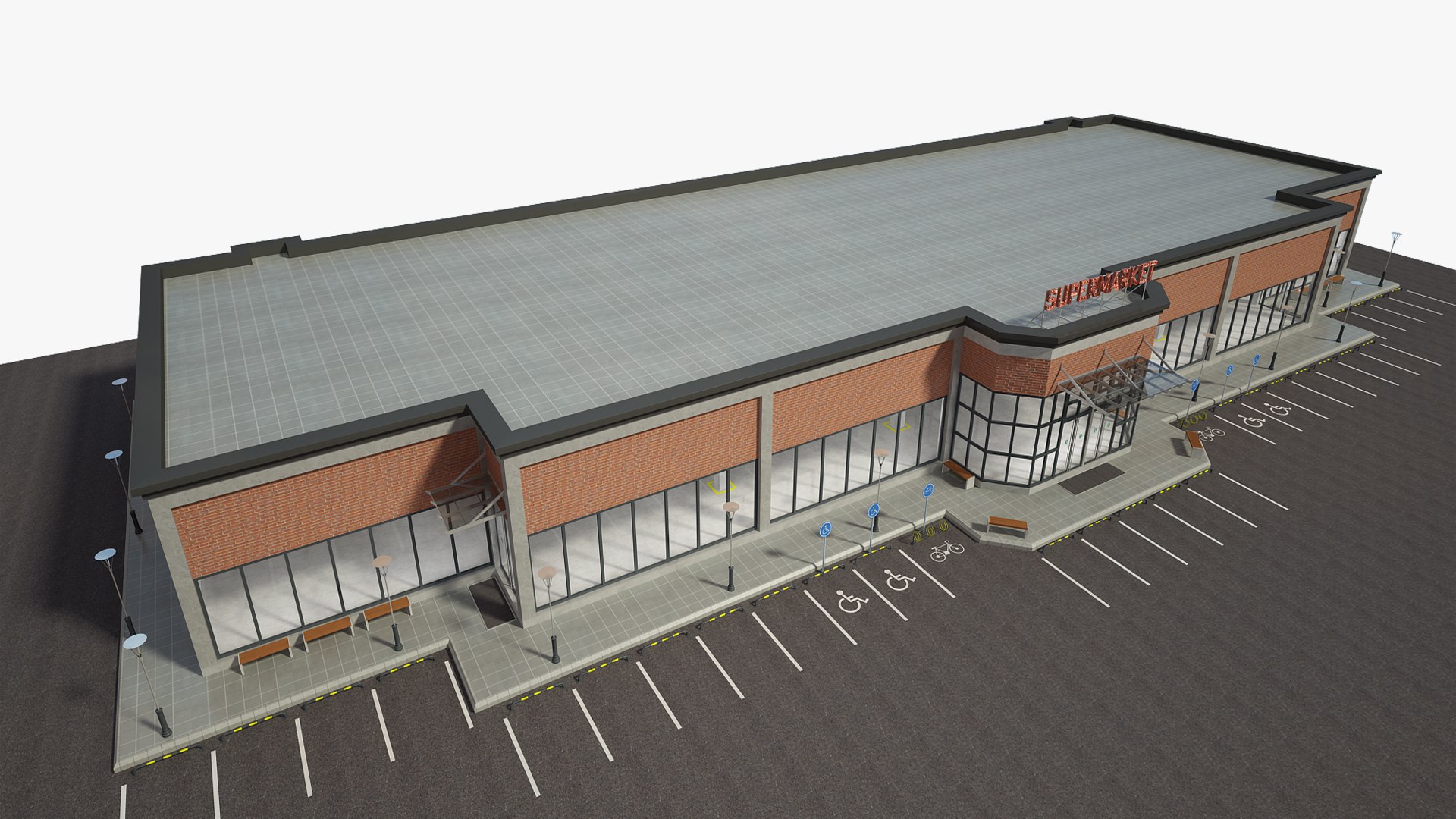 3D Supermarket Building - TurboSquid 1970199