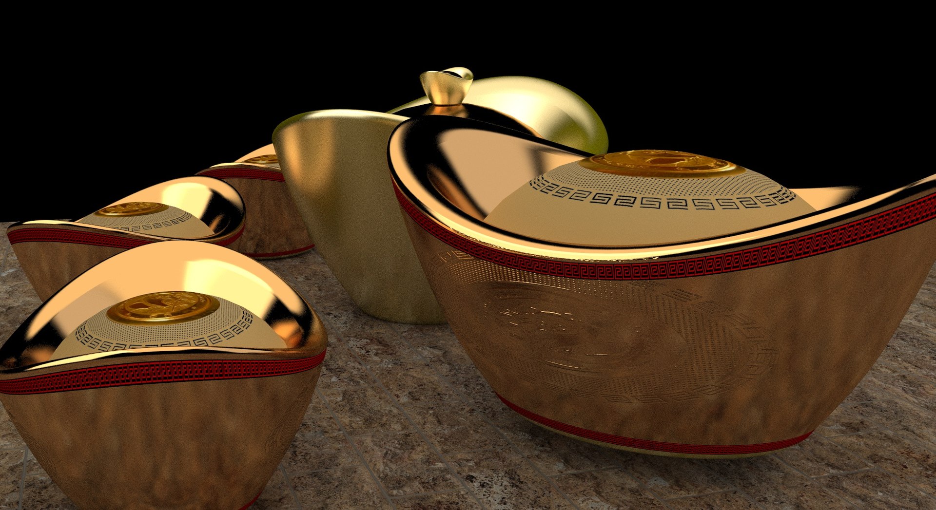 Chinese Gold Ingot 3D - TurboSquid 2118628