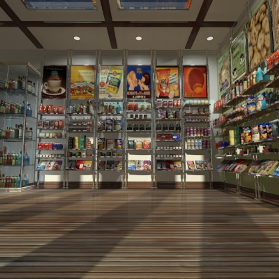 3d Model Grocery Convenient Store Merchandise