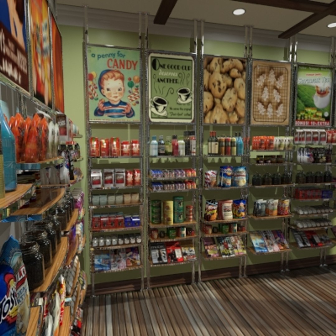 3d Model Grocery Convenient Store Merchandise