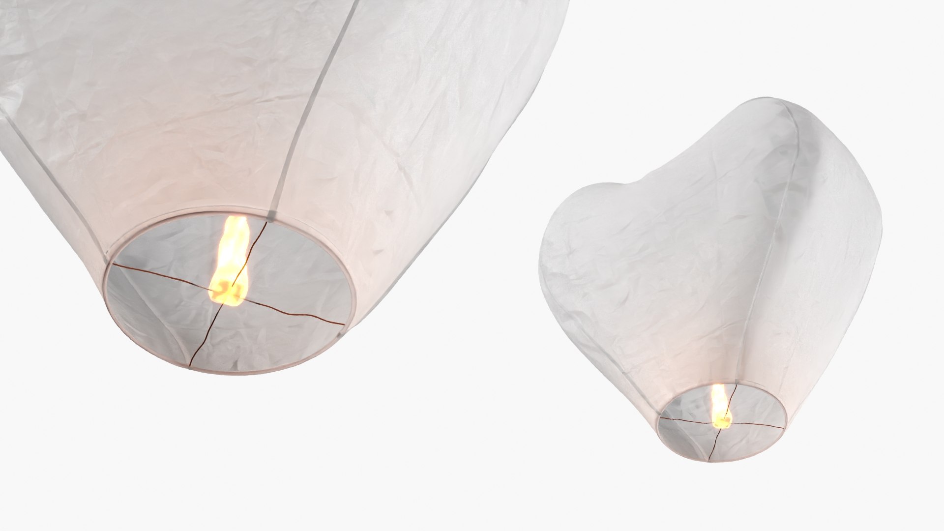 Lantern Sky Lighting Paper Heart Shape White 3D Model - TurboSquid 2501312