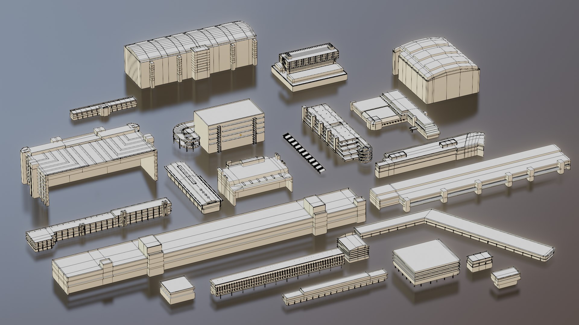 3D Buildings Facility Kitbash Model - TurboSquid 1768097
