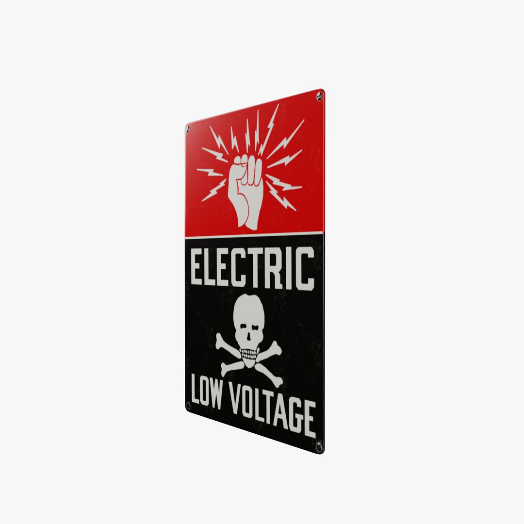 Vintage 1940 Electric Danger Sign 3D Model - TurboSquid 1599325