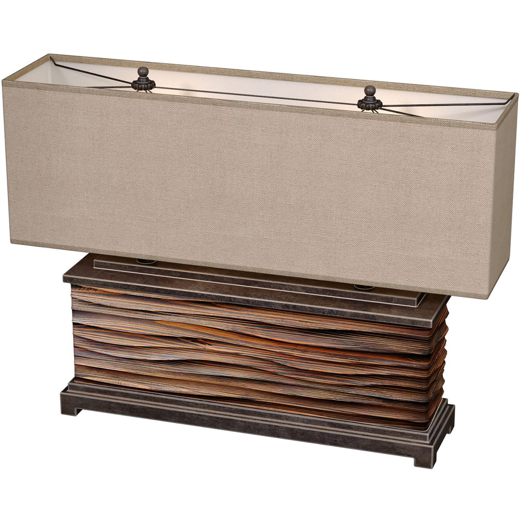 3D Large Modern Solid Wood Wave Loft Style European Table Lamp 3D Model ...