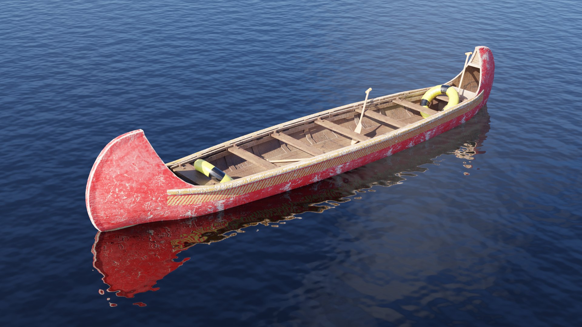 3D Red Racing Canoe Rowing River Boat Model - TurboSquid 2142351